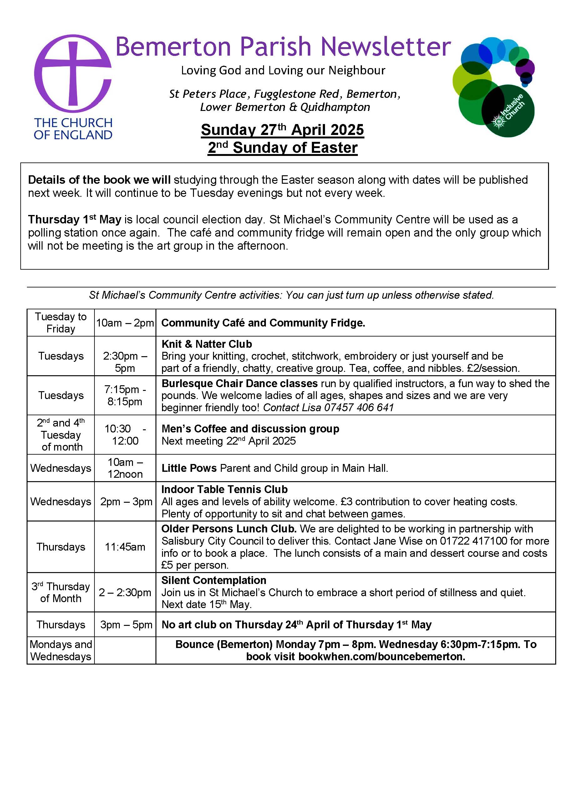 Sunday 27th April 2025 – 2nd Sunday of Easter – Bemerton Parish ...