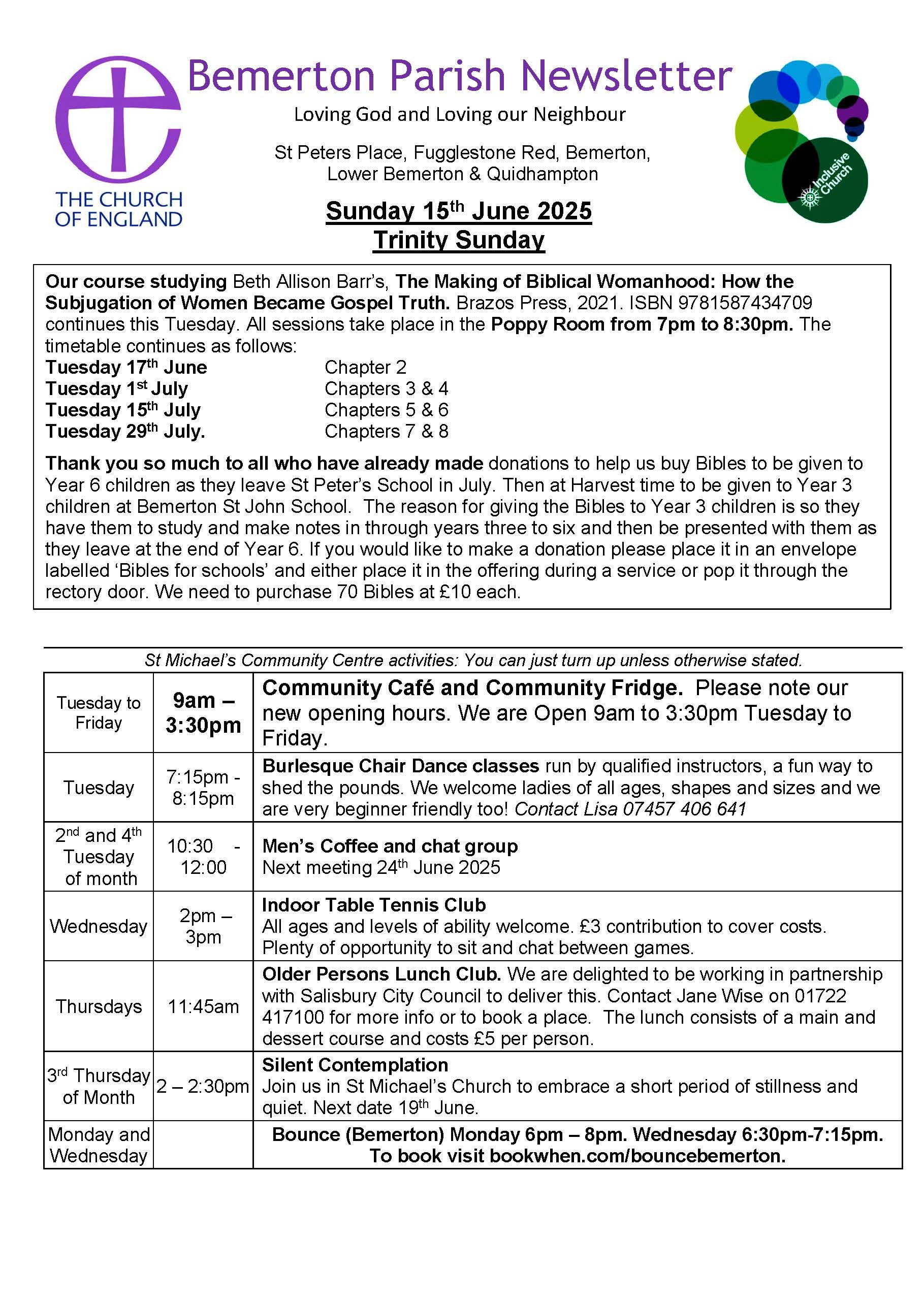 Sunday 15th June 2025 – Trinity Sunday – Bemerton Parish – Loving God ...
