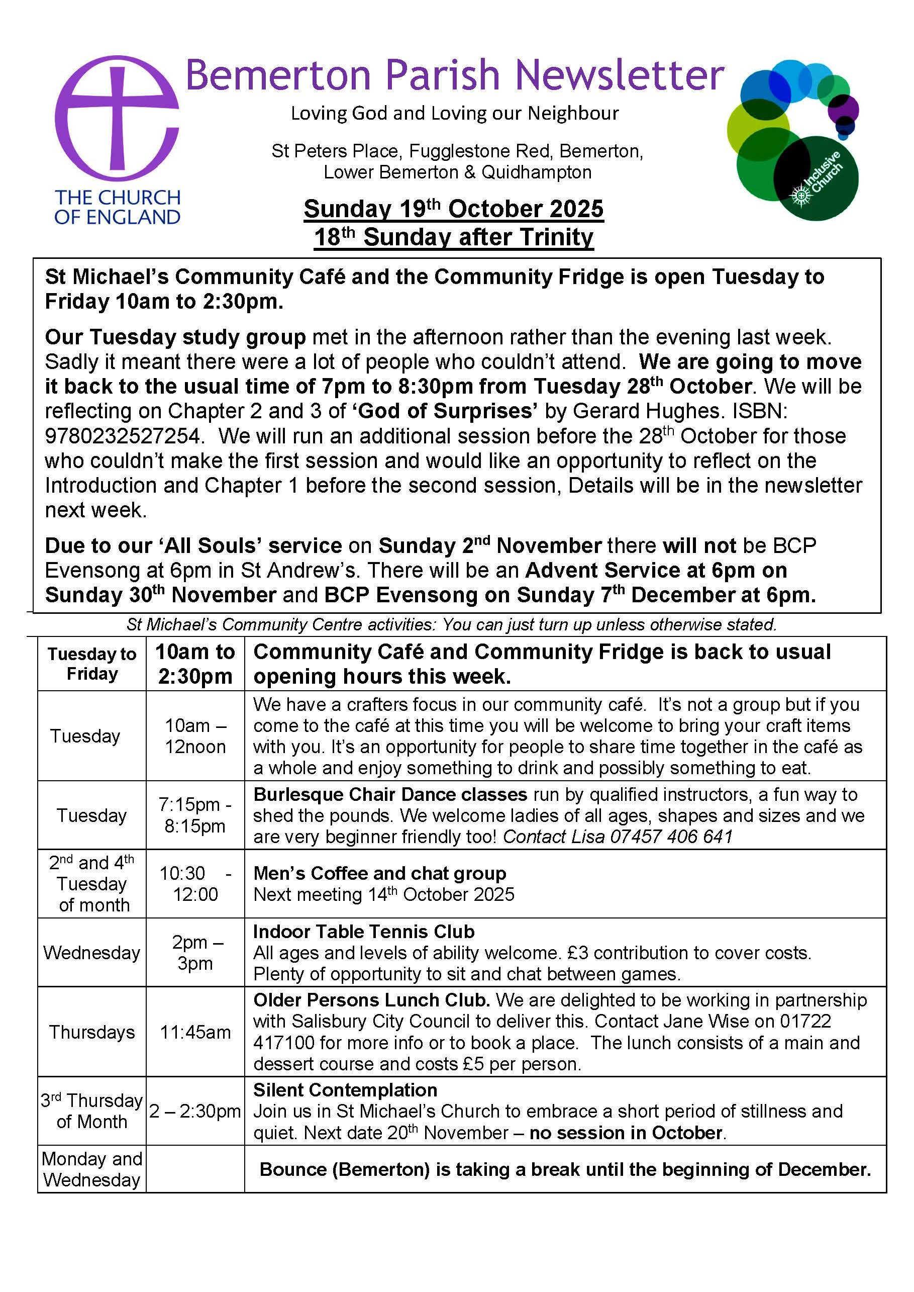 Sunday 19th October – 18th Sunday after Trinity – Bemerton Parish ...