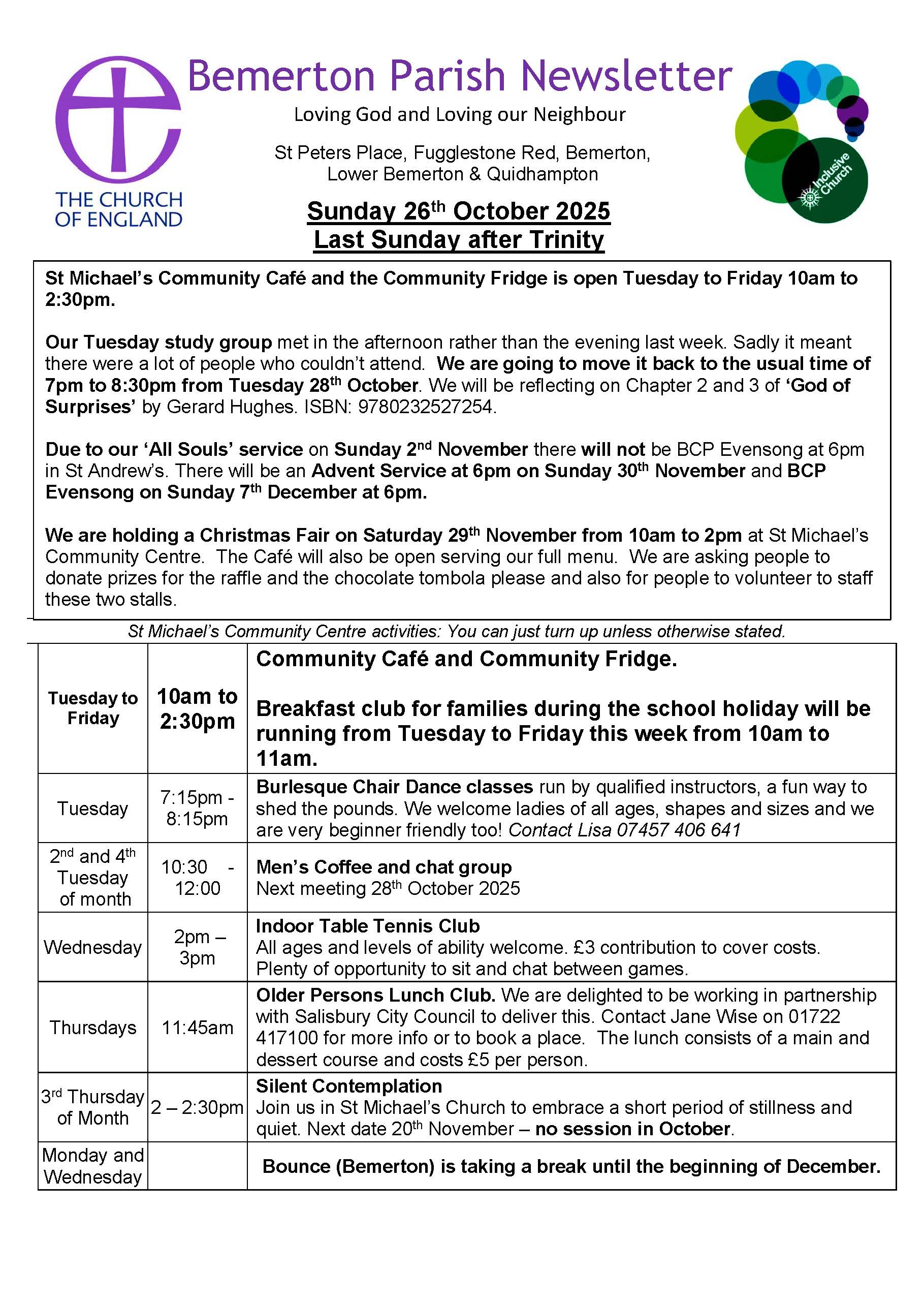 Sunday 26th October – Last Sunday after Trinity – Bemerton Parish ...